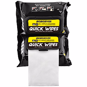 BIGBIGRIVER Shoe wipes 2 Pack 60 Pcs Sneaker Wipes Cleaner Quick Wipes Travel Portable Removes Dirt, Stains