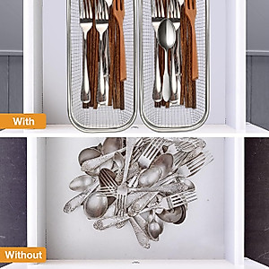 Cabilock Dishwasher Silverware Cutlery Basket Stainless Steel Flatware Drying Rack Countertop Utensil Holder Caddy Silver A
