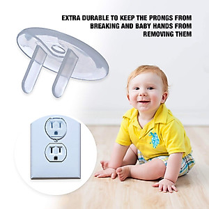 AZbébé Plug Protectors | Wall Outlet Covers for Child Safety & Baby Proofing | Ultra Clear Protective Cap with Water Proof Design | Best Home Electrical Socket Cover | Pack of 32 Transparent Caps
