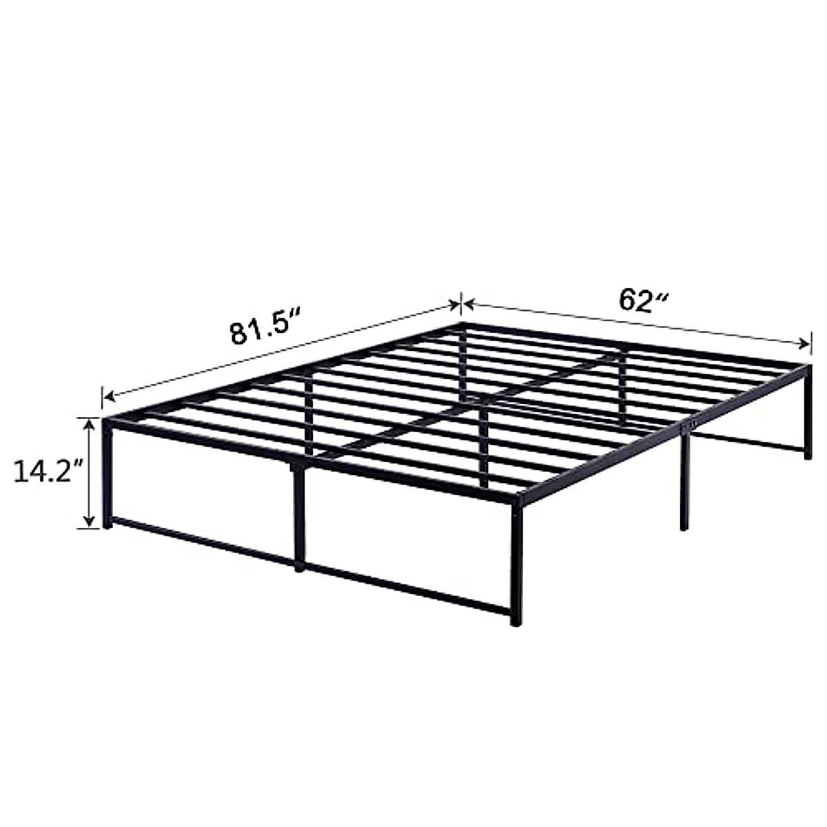 VECELO 14 Inch Queen Size Metal Platform Bed Frame,Industrial（2 Set）