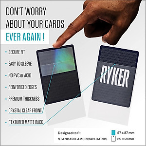 Ryker Sleeves Standard American Size - Trading Card, Card Game Sleeves and Board Game Sleeves (100 Qty, Clear, 56x87 mm)