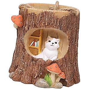 Flower Pot Hanging Tree Stump Succulent Flower Pot Flowerpot Holder Garden Planter, Flowers Container, Home Patio Decor Ornament - Cat