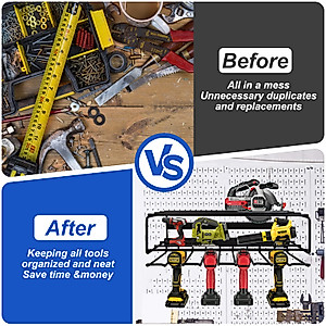 YIKBIK Power Tool Organizer, Garage Tool Organizers and Storage, Drill Holder Wall Mount, Heavy Duty Metal Tool Shelf, Utility Storage Rack for Cordless Drill Charging Station Screwdriver