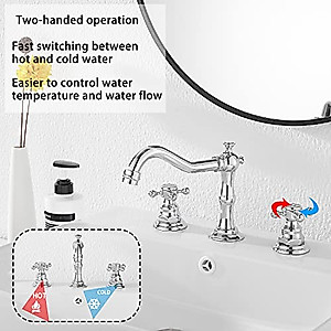 GGStudy Two Handles 3 Holes 8-16 inch Widespread Bathroom Sink Faucet Chrome Basin Mixer Tap
