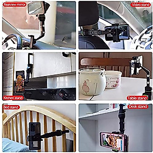 GHJGH Car Multifunctional Mount Phone and GPS Holder Universal Rotating Car Phone Holder, Multifunctional Rearview Mirror Phone Holder for Car (A+B)