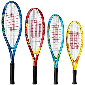Wilson US Open Junior 23 Inch Tennis Racquet Bundled with (1) Black Advantage II Tennis Bag - Perfect Starter Set for Kids Age 7-8
