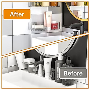 Cq acrylic Bathroom Shower Shelf Organizer Rack,Adhesive Shower Organizer for Bathroom Storage&Home Decor&Kitchen,Wall Shower Caddy Shelf Non Drilling Adhesive and No Damage Wall Mount,2 Pack Clear