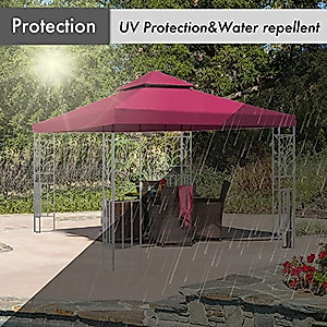 Gazebo Canopy Replacement Outdoor Canopy Shelter Top Double Tiered Canopy Cover, 10x10 FT (Red)