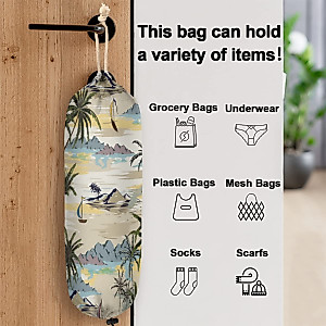 Beach Palm Tree Plastic Bag Holders for Grocery Bags Wall Mount Plastic Bag Organizer Shopping Bags Carrie Home Kitchen Wall Cabinet Decor