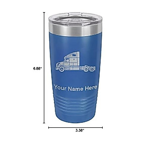 LaserGram 20oz Vacuum Insulated Tumbler Mug, Truck Cab, Personalized Engraving Included (Dark Blue)