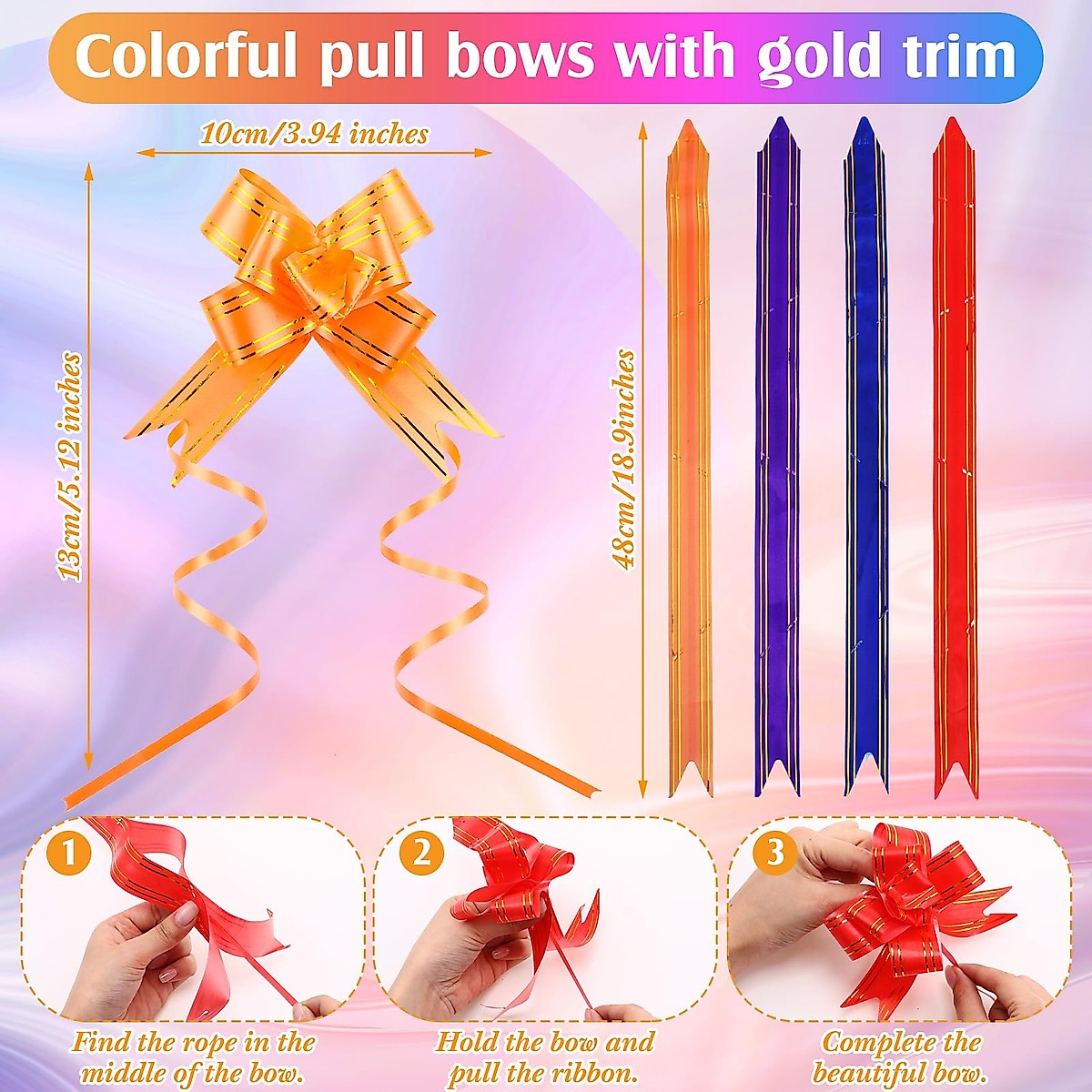 Tenceur 49 Pcs Easter Colored Transparent Cellophane Wrap Set 4 Rolls 15.8" x 98.4ft Cellophane Wrap Roll 40 Colorful Pull Bows 4 Roll 33ft Ribbon Cutter for Easter Gift Baskets DIY(Fresh Color)