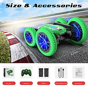 Wsiyen Remote Control Car RC Cars, Double Sided Fast Stunt Car, Kids Toys with Rechargeable Battery, LEDs,360° Flips,4WD,All Terrain Tires, Birthday Gifts for Boys Girls Age 6 7 8 9-14 Year Old