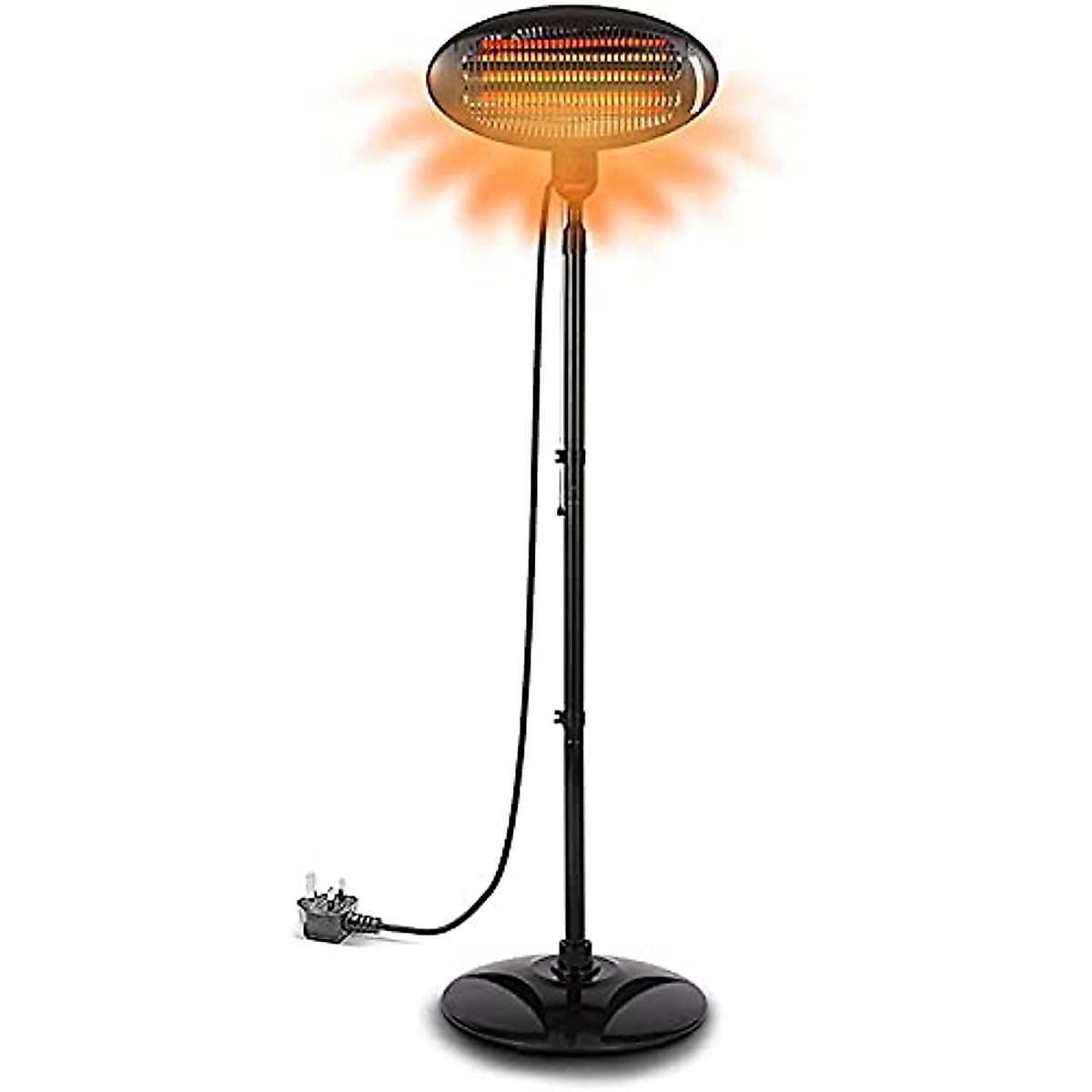 NaoSIn-Ni Electric Garden Patio Heater,Outdoor Freestanding Infrared Halogen Heaters 3 Power Levels Adjustment and IP34 Waterproof Anti-Rollover Protection