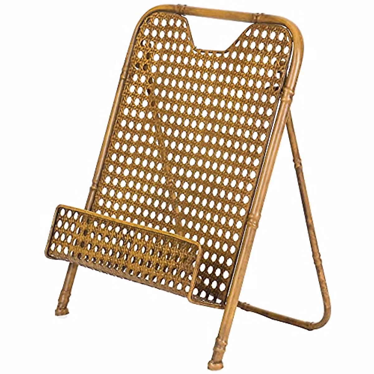 Red Co. 13.5 x 10 inch Decorative Foldable Metal Wire Bamboo Cookbook Stand & Recipe Holder, Aged Gold