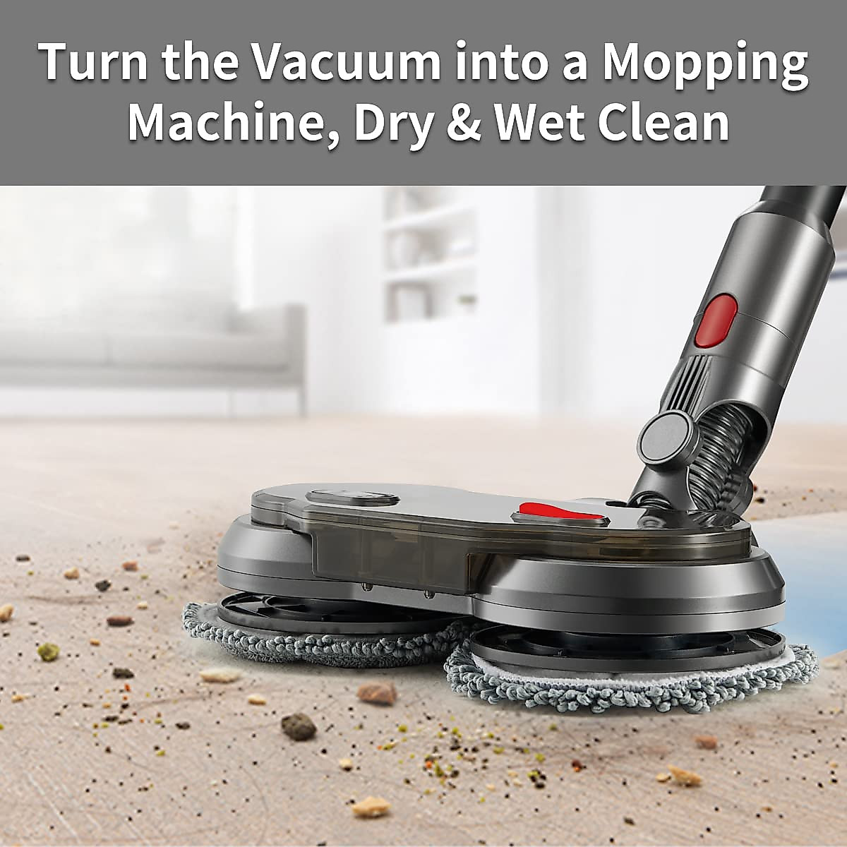 Electric Mop Head for Dyson V7 V8 V10 V11 Vacuum Cleaner, Electric Mop Attachment with LED Headlights Water Reservoir, 6 Reusable Mop Pads