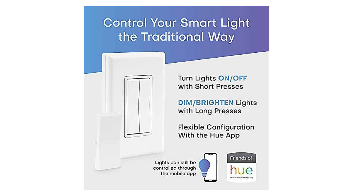 RunLessWire Click Wireless Dimmer for Philips Hue | No Battery