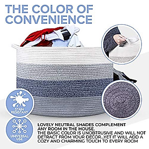 Modernetic Cotton Rope Basket - Large Decorative Woven Storage Blanket Basket Bin with Handles For Organizing Baby Nursery, Dog Toy, Stuffed Animal or Laundry