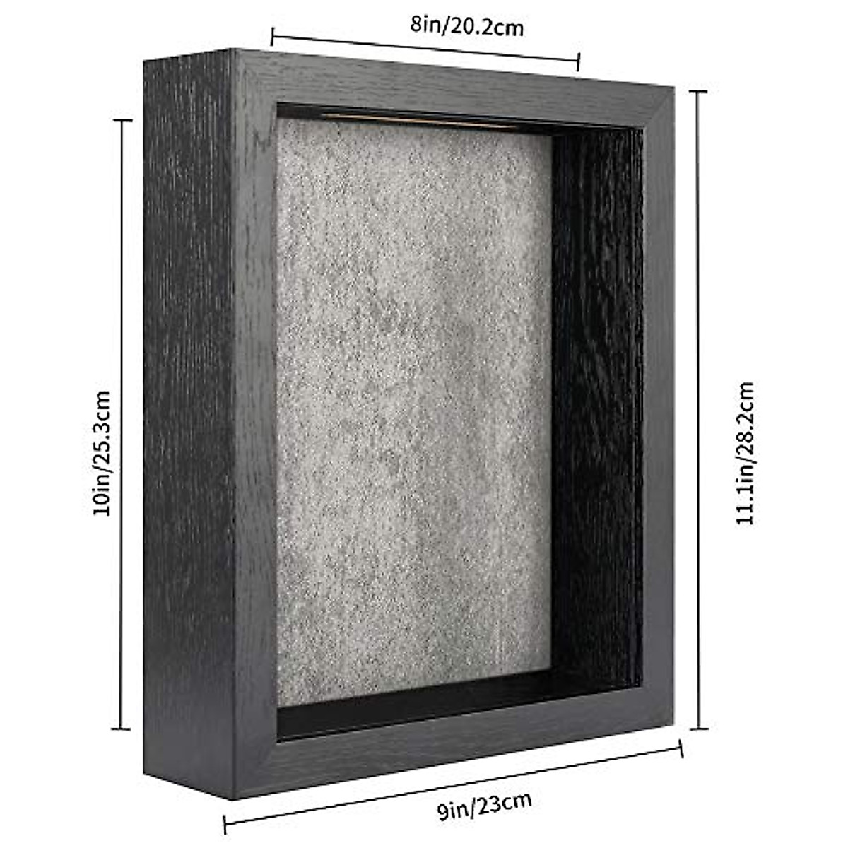 ShadowBox Display Case Bundle | 8x8 Black Shadow Box Frame & 8x10 Top Loading Black Shadow Box with Industrial White Backboard