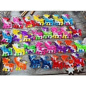 Roaqua 30 Cow Fidget Pop Gifts Prizes for Kindergarten Kids,Bulk Mini Birthday Graduation Summer Party Favors for Classroom students