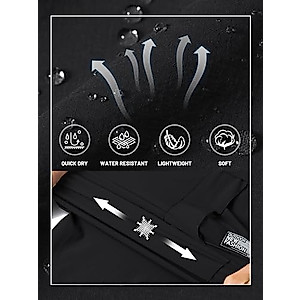 TACVASEN Capri Pants for Men Black Cargo Shorts Men Outdoor Quick Dry Shorts for Men Water-Resistant Workout Shorts with Zipper Pockets