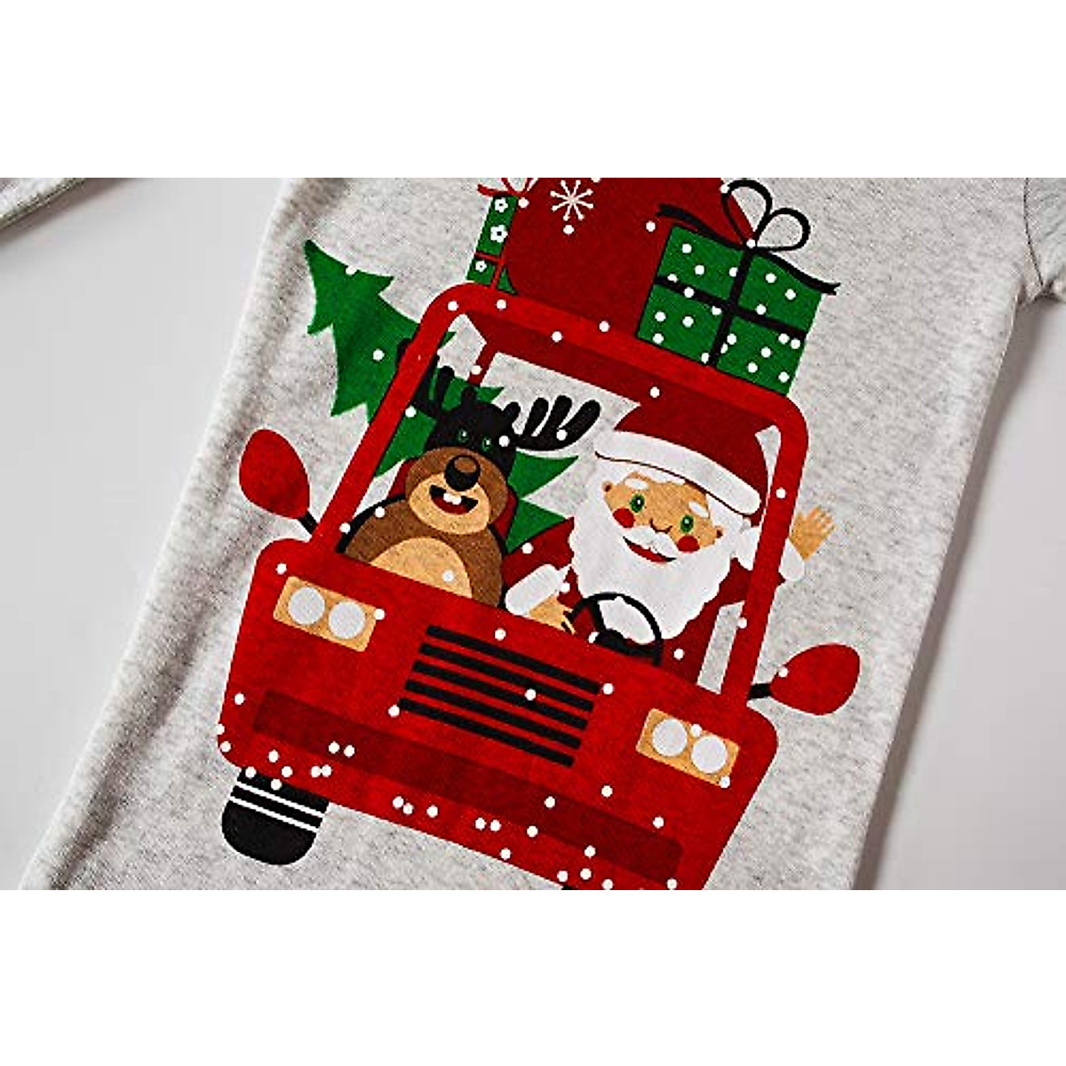 KikizYe Christmas Reindeer Santa Claus Car gift Little Boys Long Sleeve Pajamas 100% Cotton Holiday Grey Sleepwears Toddler Size 2T