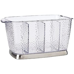 iDesign Rain Plastic Silverware Caddy Organizer Flatware Holder for Kitchen Countertop Storage, Dining Table, Outdoor Patio, Picnic Tables, Clear