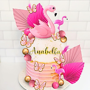 JeVenis 30 PCS Pink Flamingo Cake Topper Luau Cake Decorations Hawaiian Cake Topper Beach Cake Topper Decorations for Birthday Baby Shower Bridal Shower Wedding Party