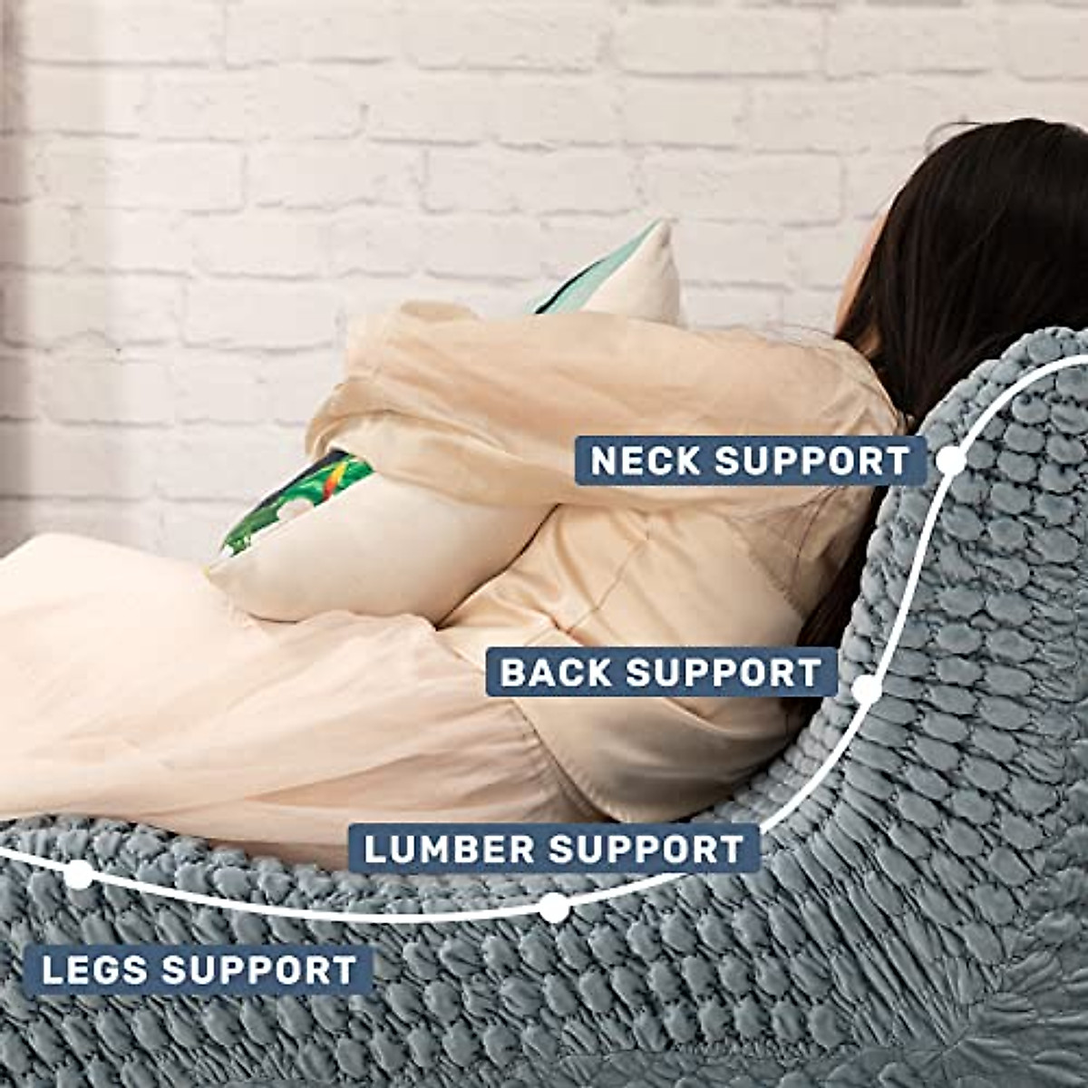 ALIMORDEN Accent Bean Bag Couch for Adult, Soft Plush Lounge Chair Lazy Leisure Sofa for Living Room, Bedroom, Salon, Office, Grey