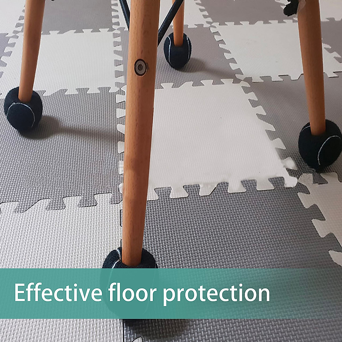 HPWFHPLF Precut Tennis Balls, 4PCS Walker Glide Balls, Heavy Duty Long Lasting Felt Pads for Furniture Legs and Floor Protection (Grey)