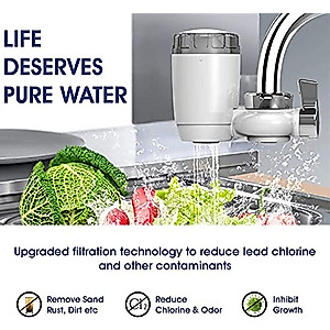 WBM Home Faucet Filter, Effective Purification System, Reduces Lead & Bad Taste, BPA Free Water Purifier, Replacement Pack of 4