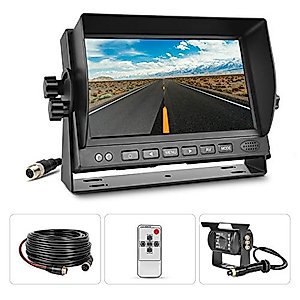 Backup Camera for Trucks with Monitor,7'' Reversing Monitor with Rear View Camera, 140 ° Wide Angle, 18 IR Night Vision,IP68 Waterproof for Trucks,RVs,Trailers,Bus,Vans,Large Vehicles.