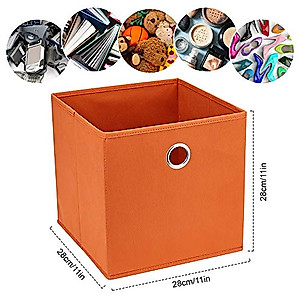 Orange Storage Cubes Bins 11x11x11 Cubicle Cubes Organizer Baskets Fabric Storage Drawers Foldable Cubes Storage Boxes Collapsible Cubes Inserts Storage for Closet Organizer Shelves,QY-SC20-3