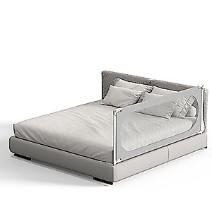 AGIMOLI Baby Bed Rail with Safety Y-Strap Extra Long Twin Full Queen King Size Infants Toddlers Guardrail with Reinforce Anchor Safety System (Grey, 75 inch (Pack of 1))