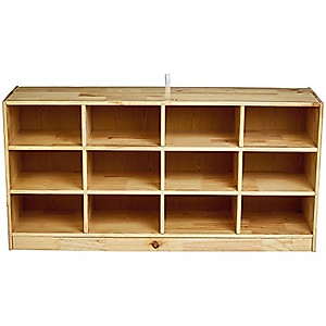 Amazon Basics Kids Vertical Storage Cubby, 12 Section Organizer, Wooden Finish