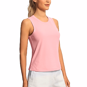 Hiverlay Workout Tank Tops for Women Sleeveless Athletic Cropped Tank Top Sports Gym Muscle Running Shirts Pink M