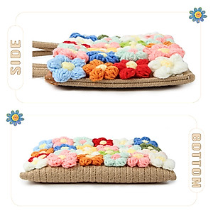 SUKUTU Women Small Flower Handwoven Crossbody Handbag Cute Multicolored Purse Bag Cotton Crochet Shoulder Bag