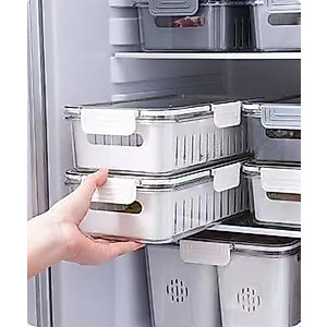 Frianchlly 1PCS Produce Saver Rectangular Food Storage Container, White, 11.5 x 3 x 3 Inches, Airtight, Leak Proof, Reusable, Durable, Dishwasher Safe