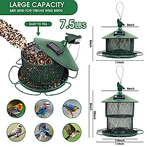 Metal Bird Feeders for Outdoors Hanging,Squirrel Proof Wild Bird Feeder,Outside Solar Mesh Tube Birdfeeder,Birdfeeders for Finch,Cardinal,Blue Jay