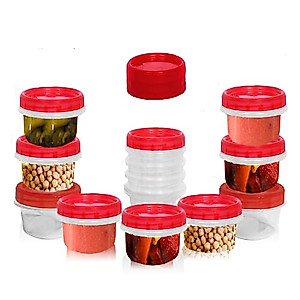 [Red - 12 Pk] Airtight Deli Containers with Lids Twist Lock Top Clear Food Storage for Meal Prep Snacks, and Leftovers Freezer and Microwave Safe Stackable Leak-Resistant,and Portable (4 Ounce)