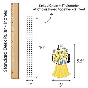 Big Dot of Happiness NYC Cityscape - 90 Chain Links and 30 Paper Tassels Decoration Kit - New York City Party Paper Chains Garland - 21 feet