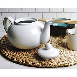 RSVP International Stoneware Teapot Collection, Microwave and Dishwasher Safe, 16 oz, White