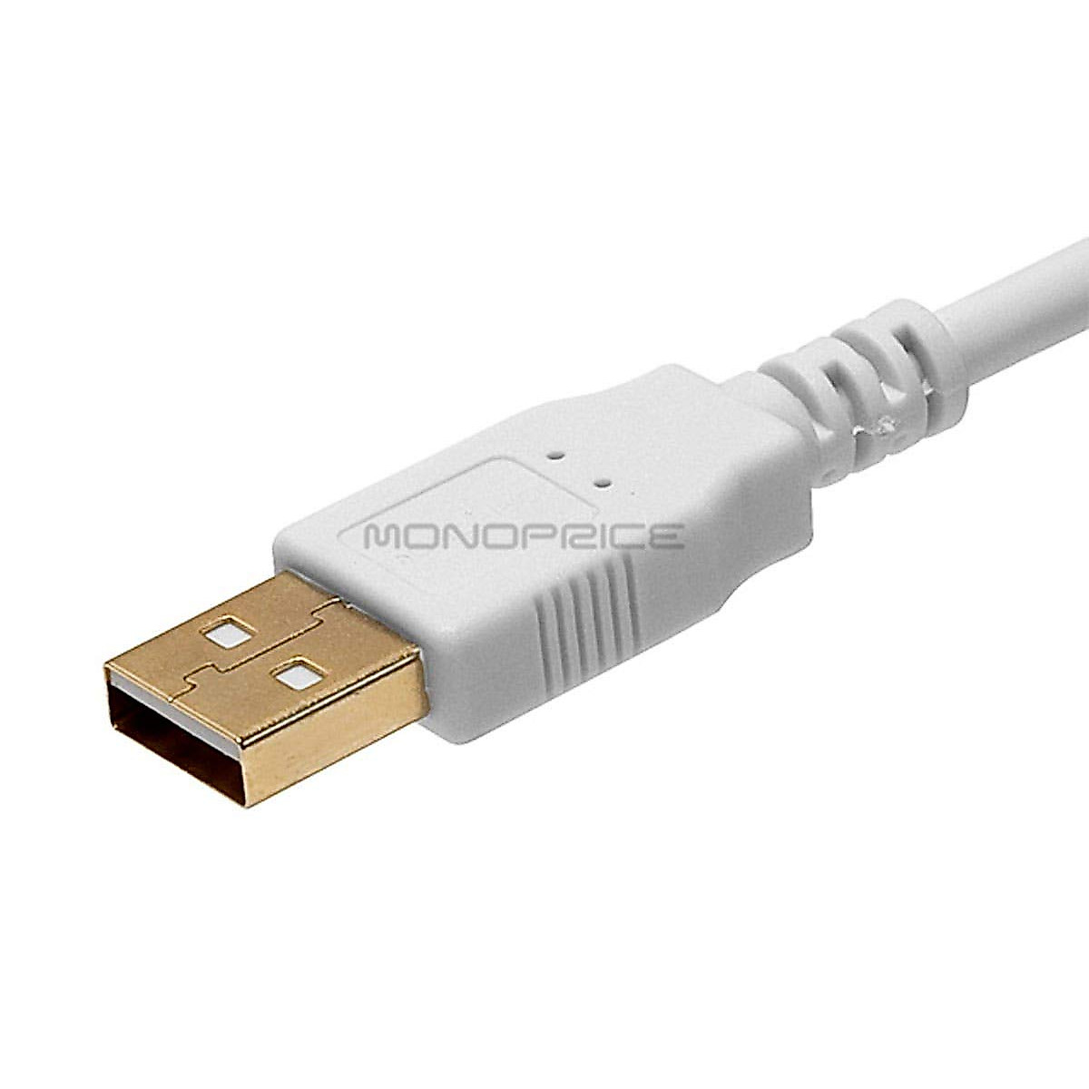 Monoprice USB Type-A to USB Type-B 2.0 Cable - Gold Plated, 28/24AWG, 3 Feet, White