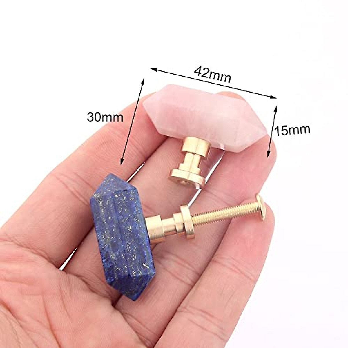BITACS Crystal Stone Double Pointed Column Single Hole Brass Handle Drawer Wardrobe Wardrobe Door Cabinet Handle Furniture (Color : 3-Pack, Size : As The Picture Shows)