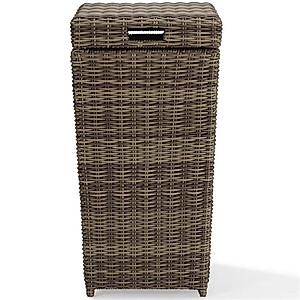 Afuera Living Modern Wicker Patio Trash Can in Weathered Brown