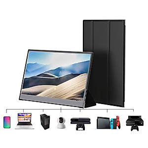 Serchou 1920 × 1080 high Resolution Portable Display 15.6-inch HD External Expansion Screen, Silver Gray