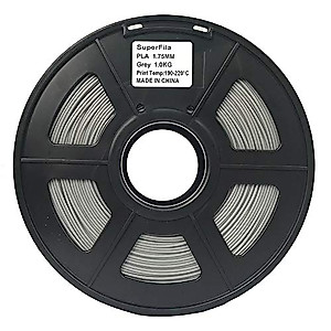 Superfila PLA 3D Printer Filament for Ender 3 V2/Ender 3 Pro/Ender 3 Max/CR-10 V3/Ender 5 Pro, Dimensional Accuracy +/- 0.03 mm, 1 kg Spool, 1.75 mm, Grey