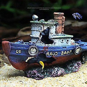 SLOCME Aquarium Large Shipwreck Decorations - Fish Tank Lifelike Ship Decor，Resin Material Large Pirate Ship Decor