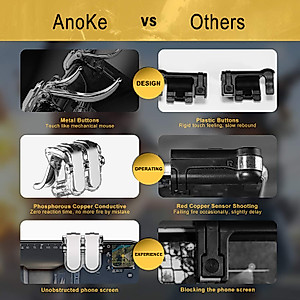 AnoKe PUBG Mobile Controller - Cellphone Game Trigger / Mobile Game Controller Compatible With PUBG for Android IOS, L2R2 Sensitive Shoot Mobile Phone Joystick (2 Triggers+2 Grips)