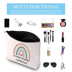 GJTIM OT Gift Occupational Therapy Worker Gift Rainbow Makeup Bag OTs Make the World A Better Place OT Retirement Gift (OTs Make Makeup)