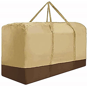 Outdoor Cushion Storage Bag Extra Large 420D Oxford Waterproof Dust Proof Outdoor Zippered Patio Cushion Storage Bag (Beige)